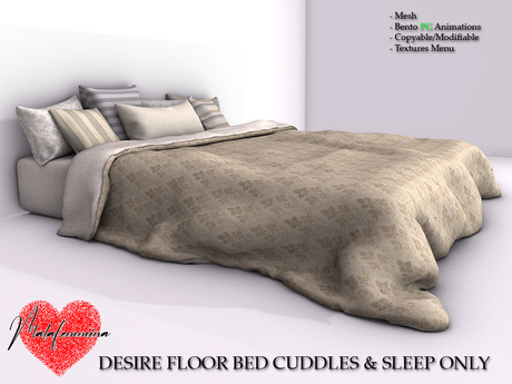 Second Life Marketplace - [MLF] DESIRE FLOOR BED - CUDDLES & SLEEP ONLY